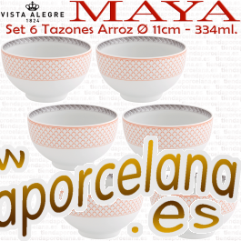 MAYA 6 Tazones Arroz Ø 11cm - 334ml. Vista Alegre | MEJOR PRECIO ...